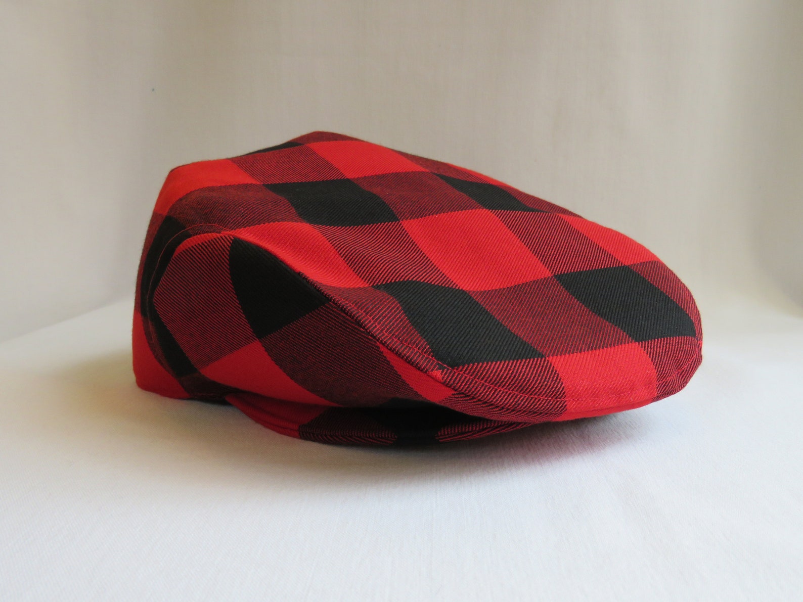 Buffalo Check Flat Cap and Scarf Combo in the Red and Black - Etsy