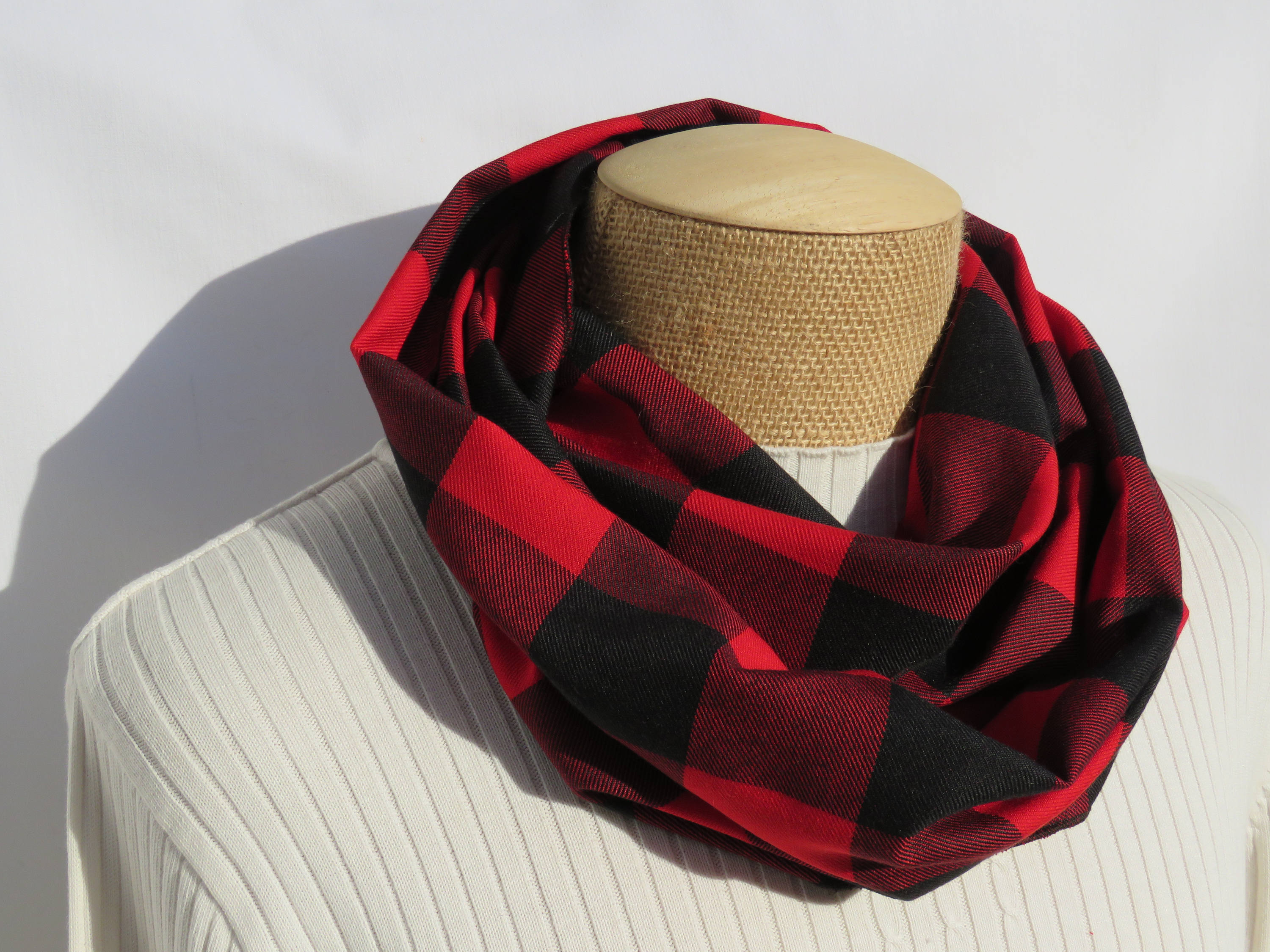 Buffalo Check Infinity Scarf in Red and Black Plaid for Women - Etsy Canada
