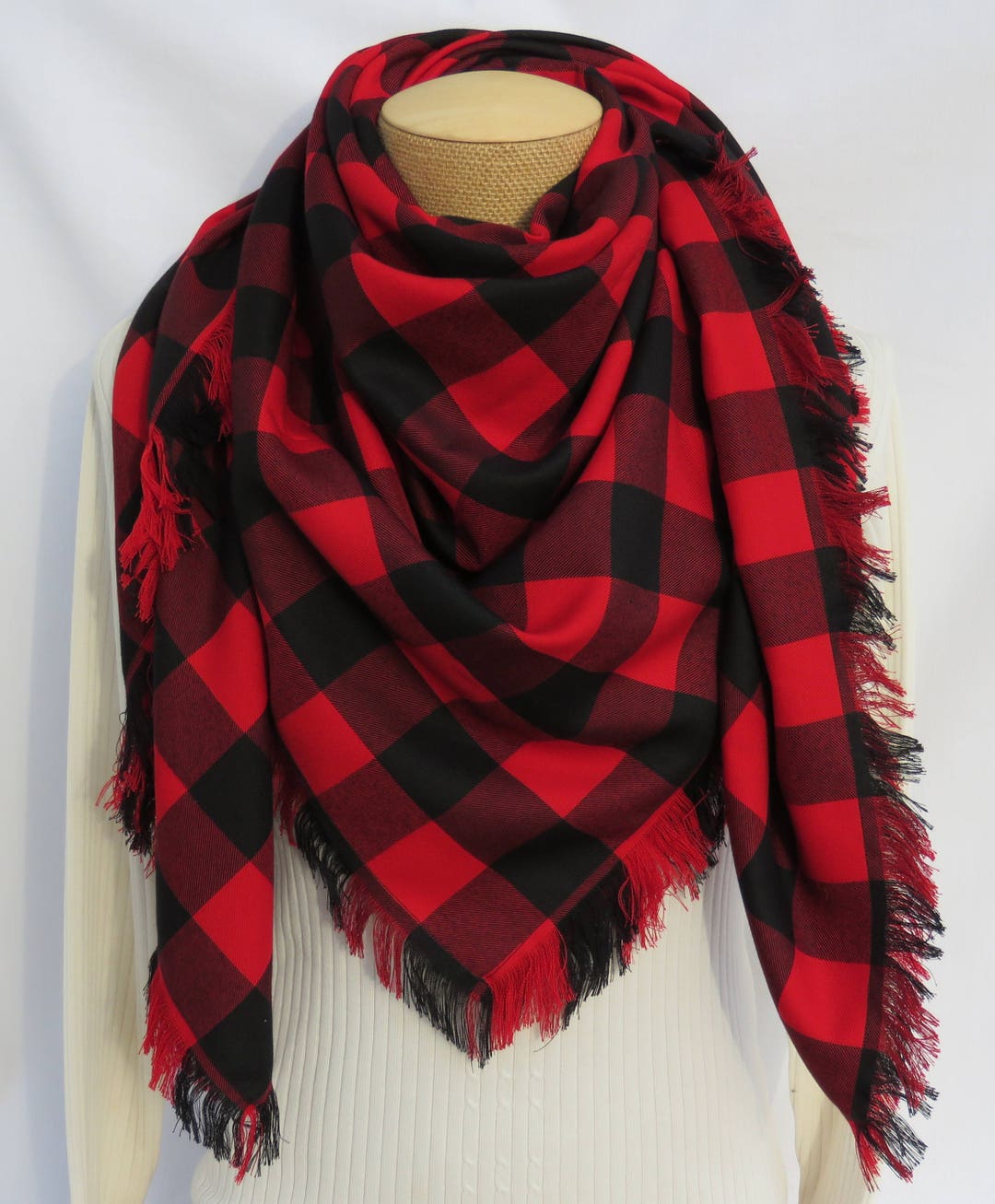 Buffalo Check Blanket Scarf in Black and Red Lumberjack Plaid ...