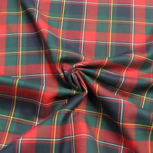 Fabric, Quebec Tartan Fabric, Navy and Red Plaid Fabric by the Yard ...
