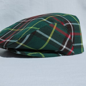 Newfoundland Tartan Flat Cap, Green Brown Plaid Newsboy Hat ...