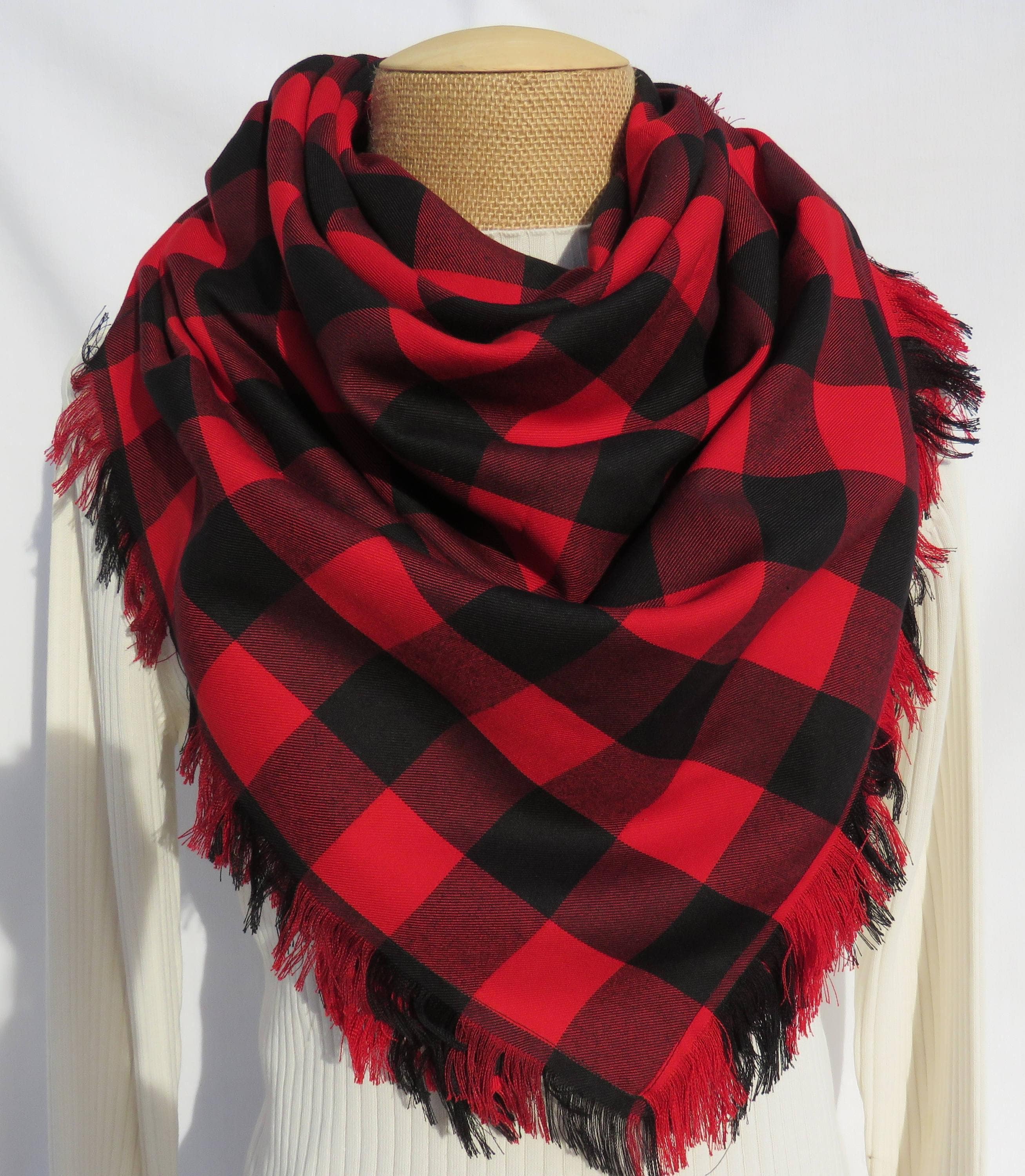 Buffalo Check Blanket Scarf in Black and Red Lumberjack Plaid ...