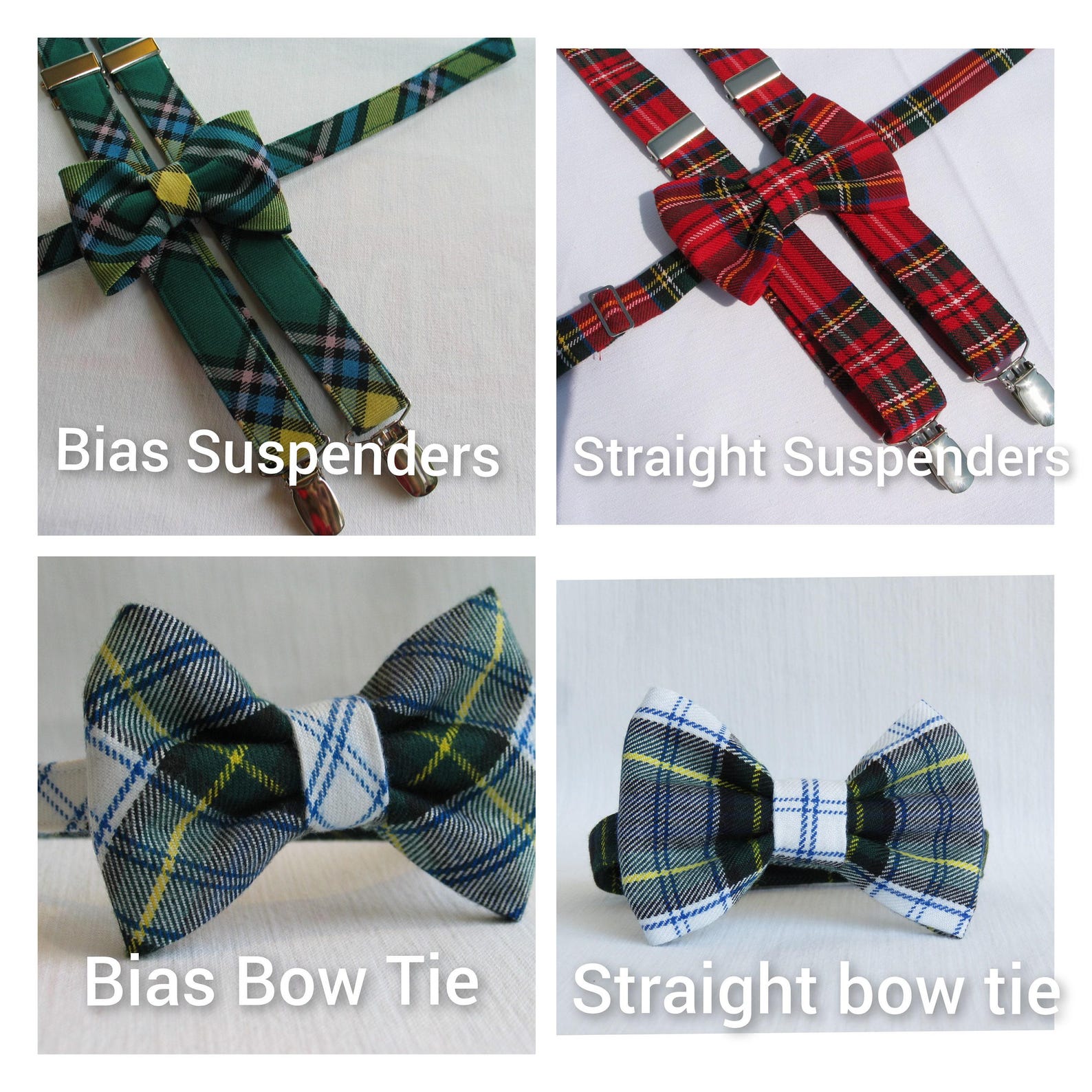 Alberta Tartan Suspenders and Bow Tie Set, Green Tartan Suspenders ...