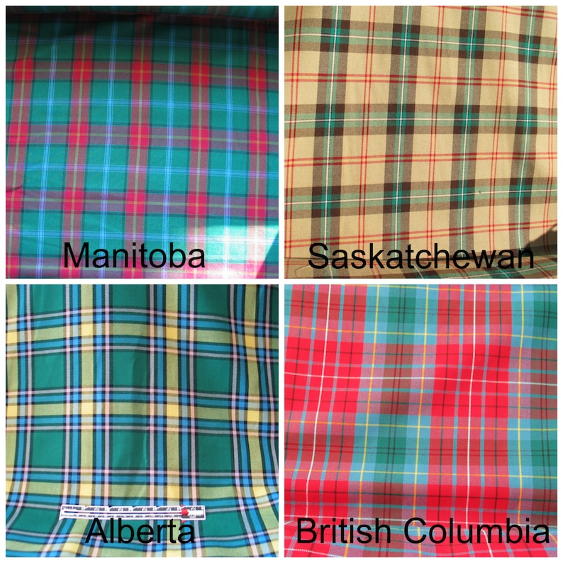 Fabric Canadian Provincial Tartan Fabric by the Yard Set | Etsy