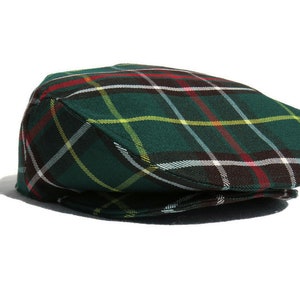Newfoundland Tartan Flat Cap, Green Brown Plaid Newsboy Hat ...