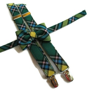Alberta Tartan Suspenders and Bow Tie Set Green Tartan | Etsy