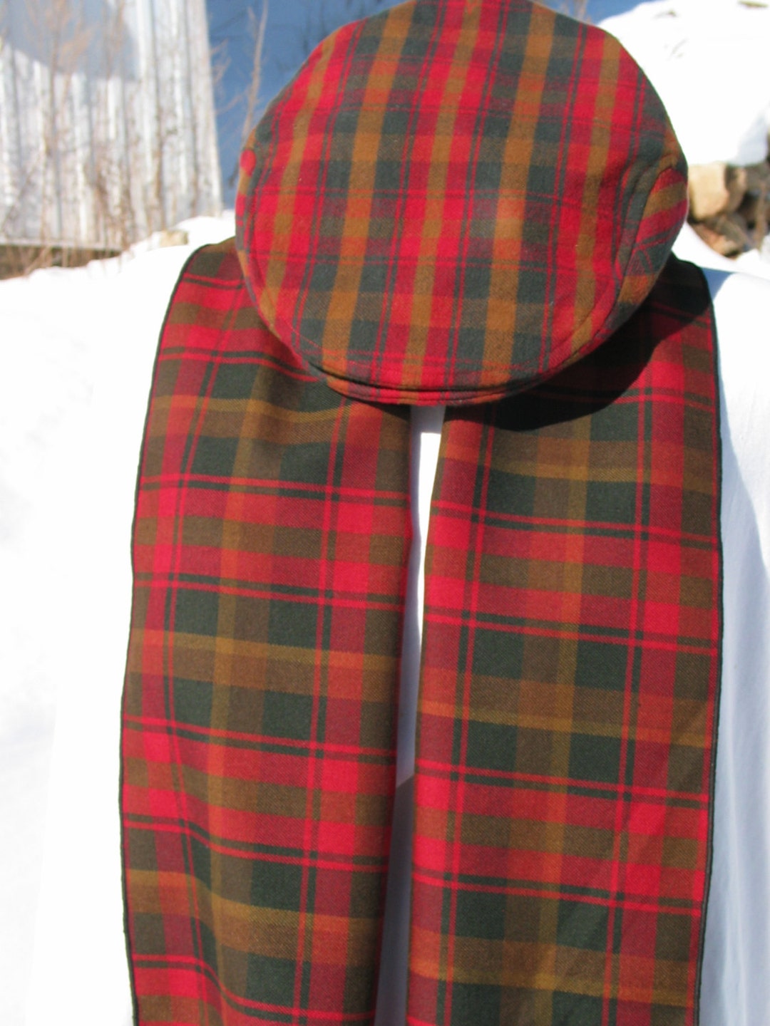 Canadian Maple Leaf Tartan Flat Cap and Scarf Set Made in Canada for ...