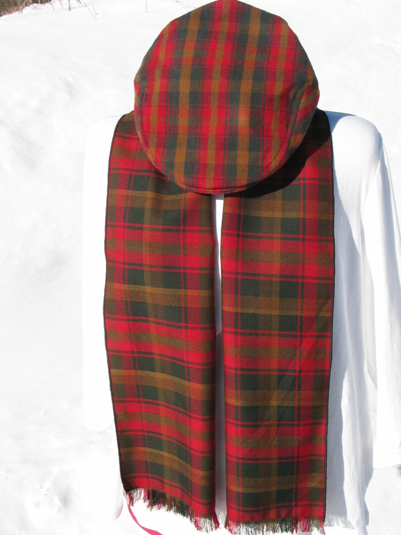 Canadian Maple Leaf Tartan Flat Cap and Scarf Set Made in - Etsy