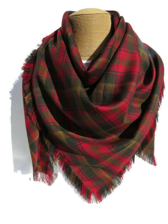 Canadian Tartan Maple Leaf Blanket Scarf | Etsy
