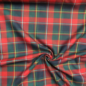 Fabric, Quebec Tartan Fabric, Navy and Red Plaid Fabric by the Yard ...