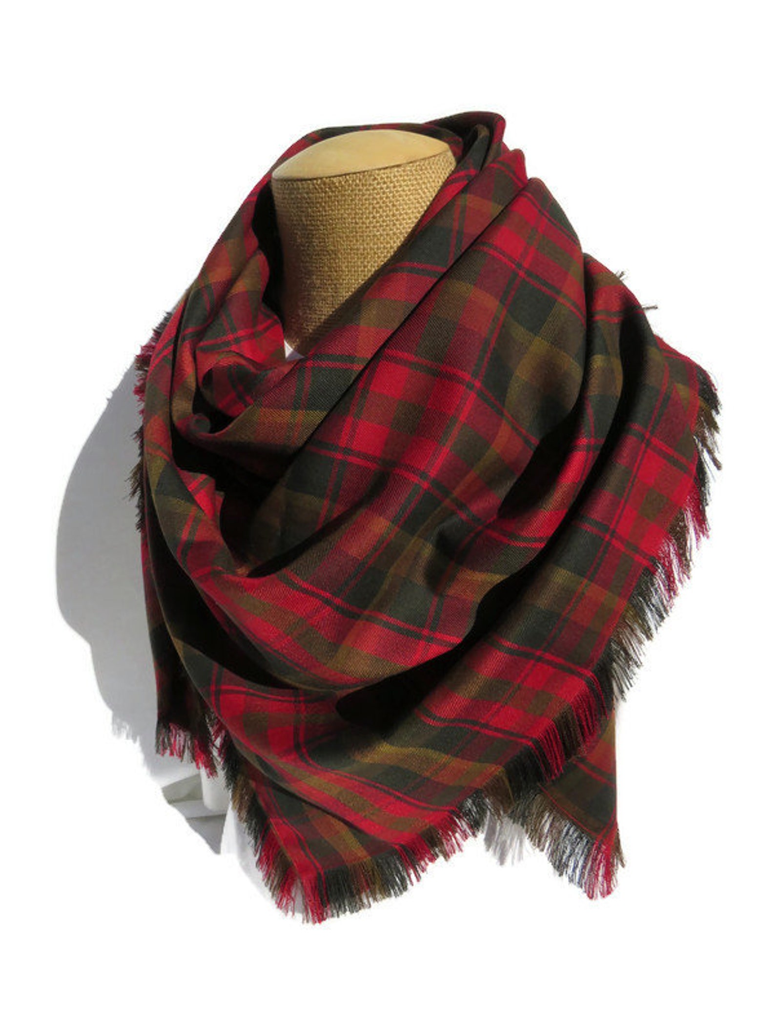 Canadian Tartan Maple Leaf Blanket Scarf | Etsy