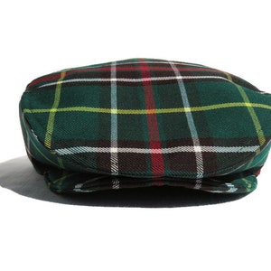 Newfoundland Tartan Flat Cap, Green Brown Plaid Newsboy Hat ...