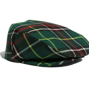 Newfoundland Tartan Flat Cap, Green Brown Plaid Newsboy Hat ...