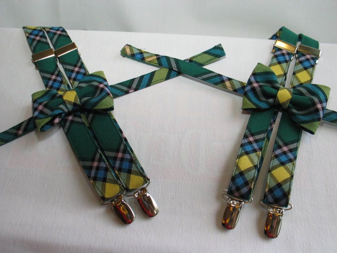 Twins Matching Suspenders and Bow Tie Set In Alberta Tartan | Etsy