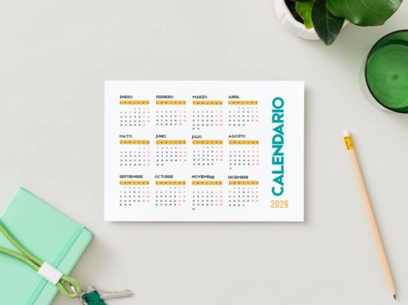 2026 Calendar in Spanish, Printable / A4 Size / Digital Download - Etsy UK