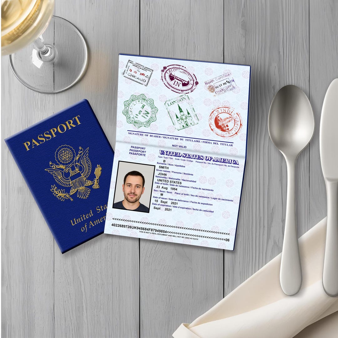 Editable Passport Place Cards (not Official) | Canva Template ...