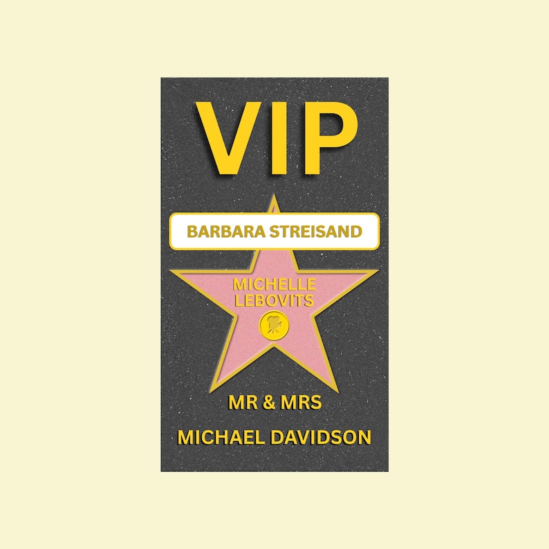 Hollywood VIP Pass, Editable Star Badge, Red Carpet Party Ticket ...