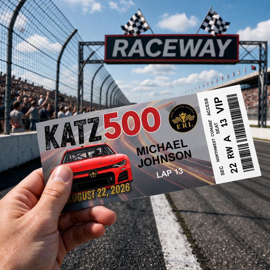 Editable Race Ticket Template, NASCAR Party Invite, Racing Birthday ...