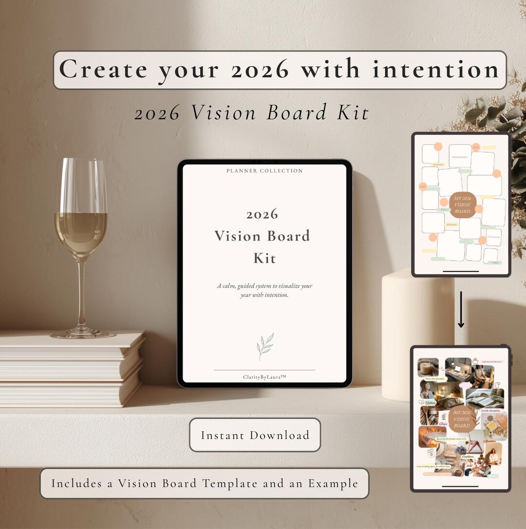 Guided Vision Board Kit — Printable Template and Reflection Pages for ...