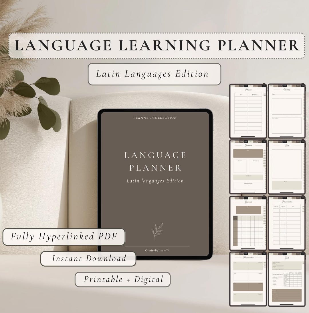 Language Learning Planner | Hyperlinked Study Tracker, Progress Graph ...