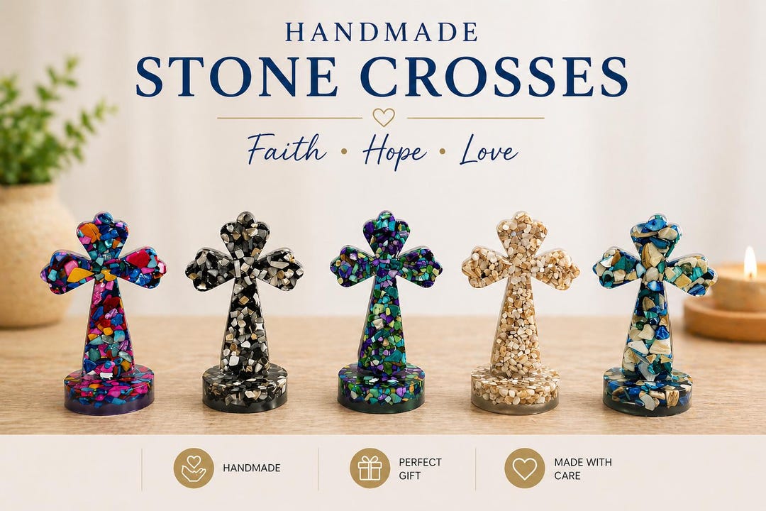 Handmade Resin Cross With Unique Design. Perfect for Gifts, Memorials ...