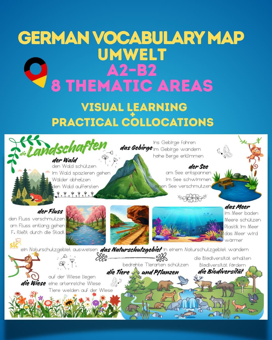 German Vocabulary Mind Map – Umwelt & Nachhaltigkeit - Printable PDF - Etsy