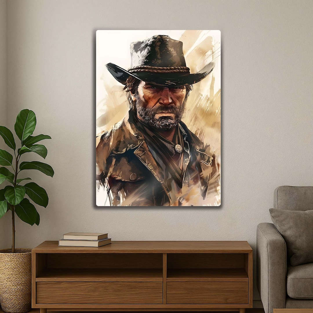 Arthur Morgan Portrait Metal Wall Art, RDR2 Legend Decor, Detailed ...