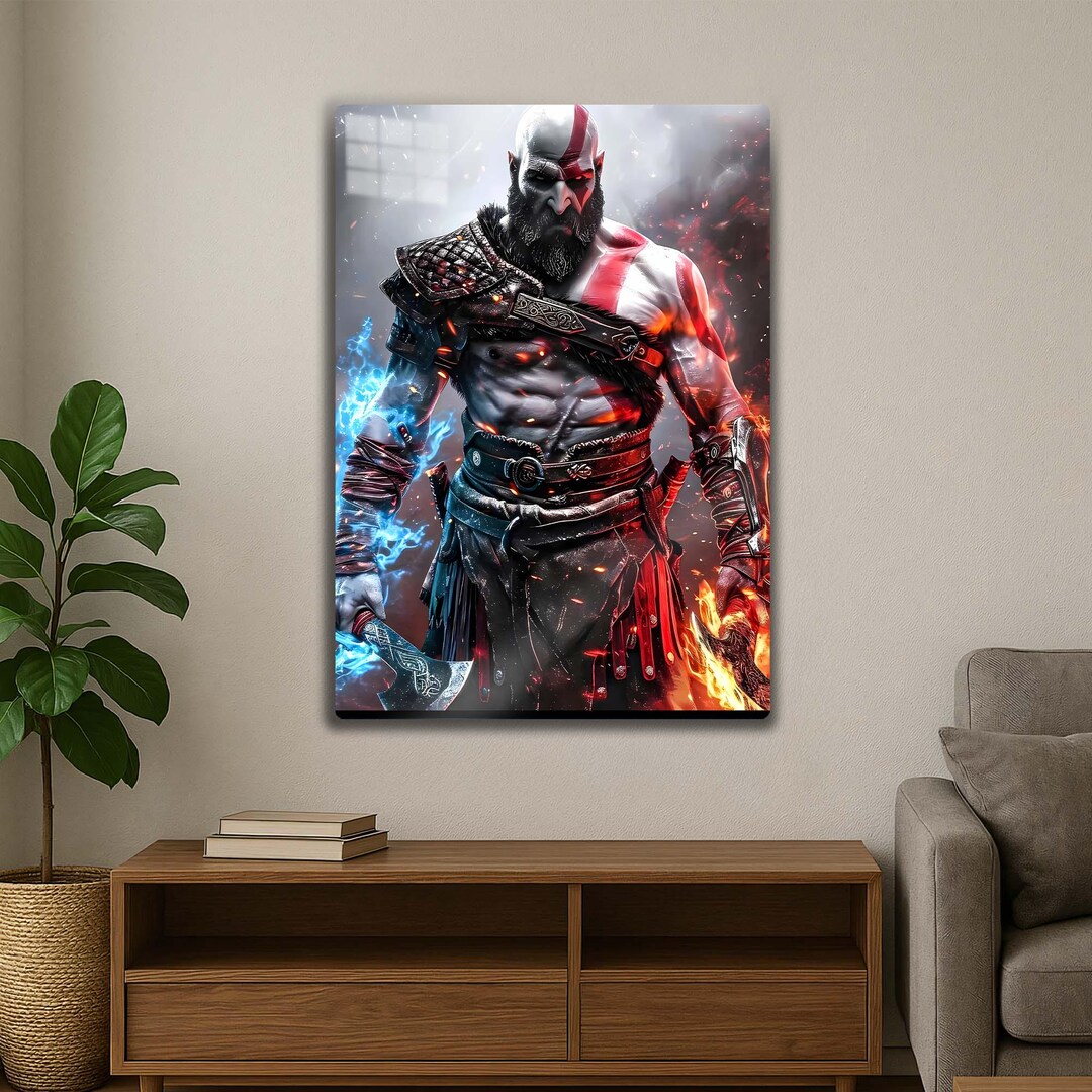 Kratos Metal Wall Art, Fire and Ice God of War (gaming Decor) - Etsy
