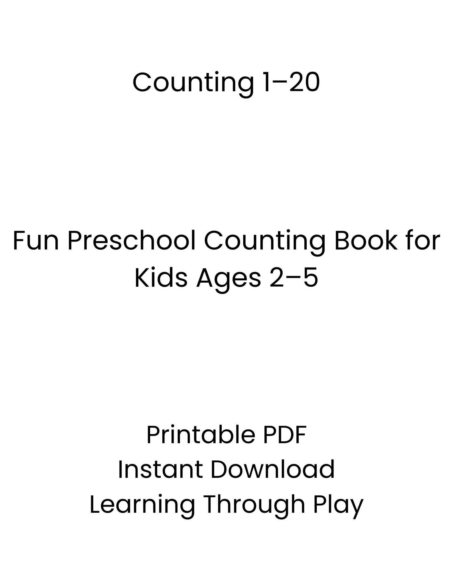 Counting 1–20 | Preschool Math Counting Book | Toddler Learning ...