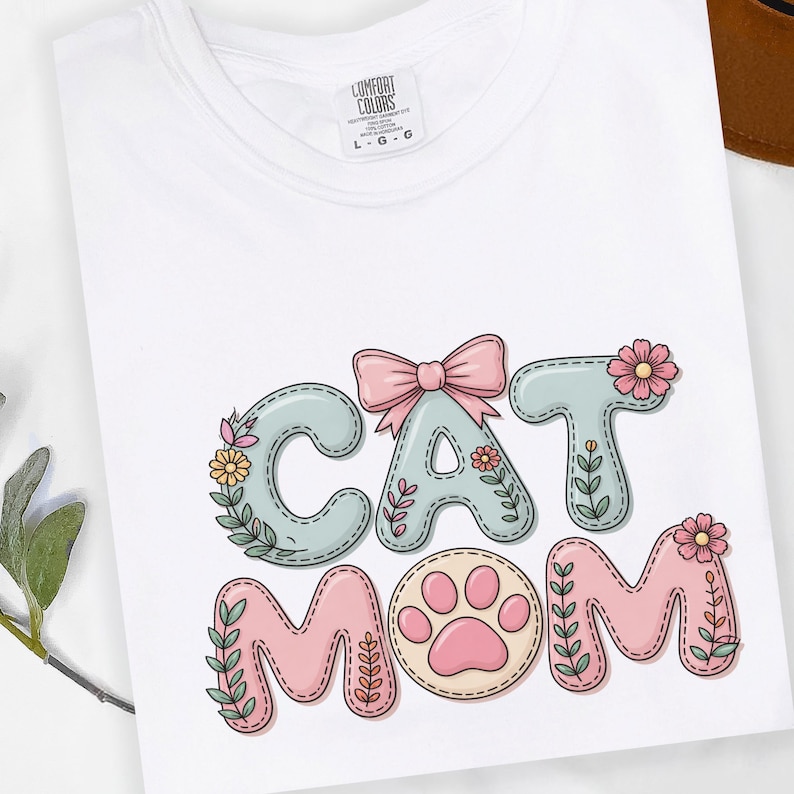 Floral Cat Mom Shirt, Pastel Kitten Tee, Cute Cat Mama Gift, Boho Pet T ...