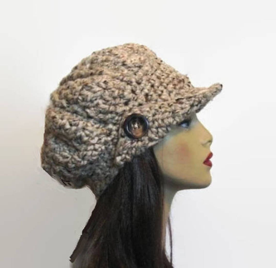Oatmeal Newsboy Cap Oatmeal Tweed Newsboy Hat With Visor Hat With ...