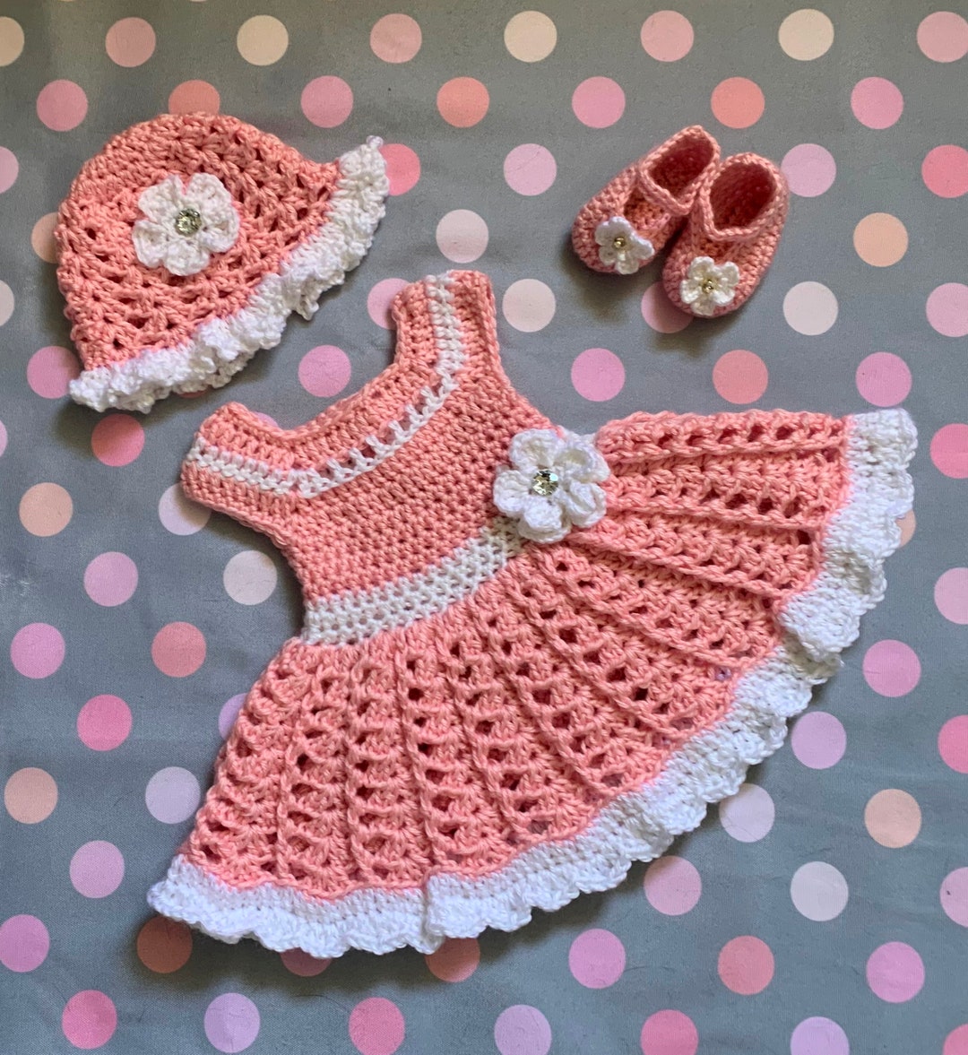 Baby Knit Dress Crochet Baby Dress Baby Dress Light Pink Set Newborn ...