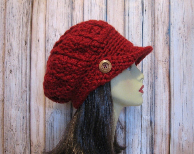True Vintage 1960s Hand Knit Carnaby-style Hat//bright Red Jaunty Knit ...
