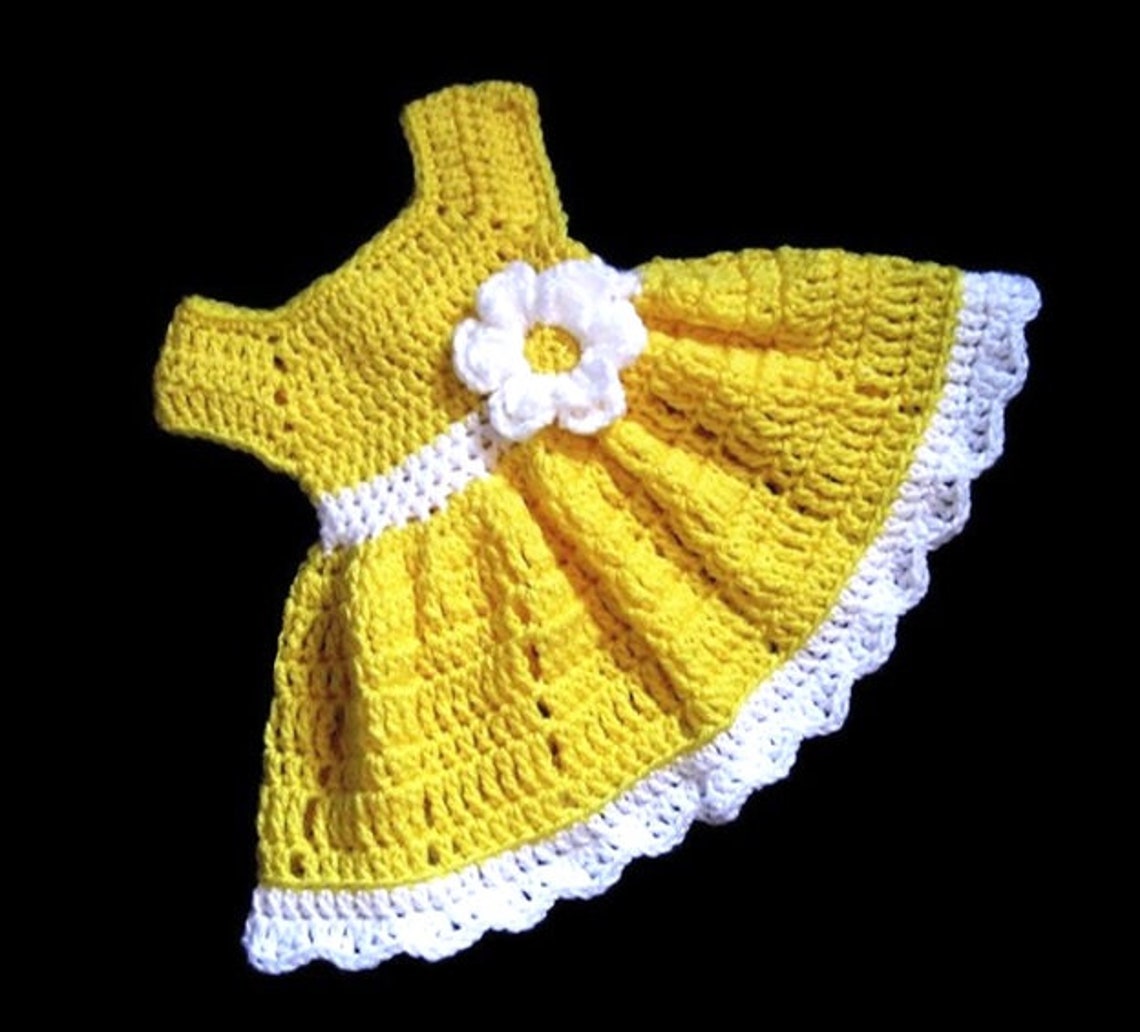 Knit Baby Girl Dress Set Yellow Baby Dress Set Newborn Baby Dress ...