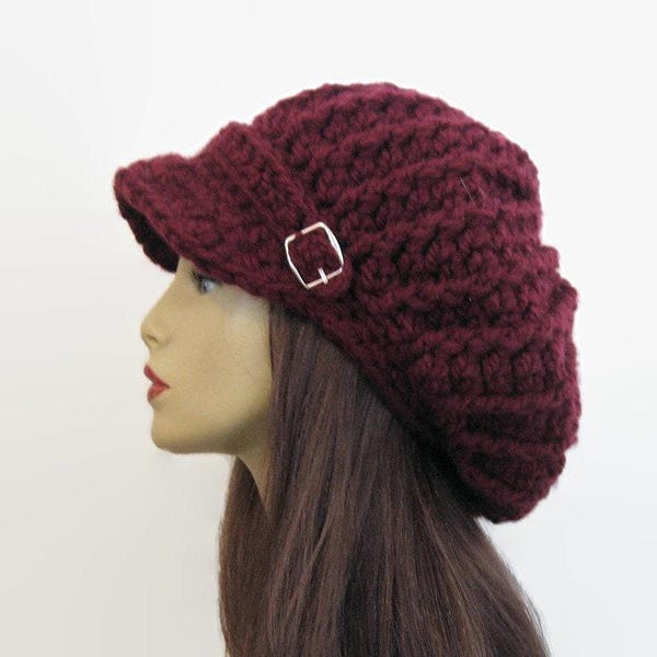 Oversized Hat Burgundy - Etsy