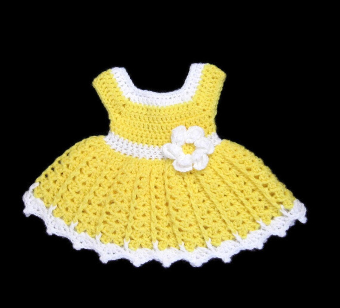 Yellow Crochet Yellow Baby Girl Dress Baby Dress Set Newborn Baby Dress ...