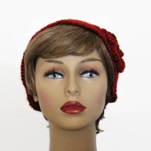 Maroon Crochet Headband With Flower Crimson Earwarmer Dark Red Headband ...