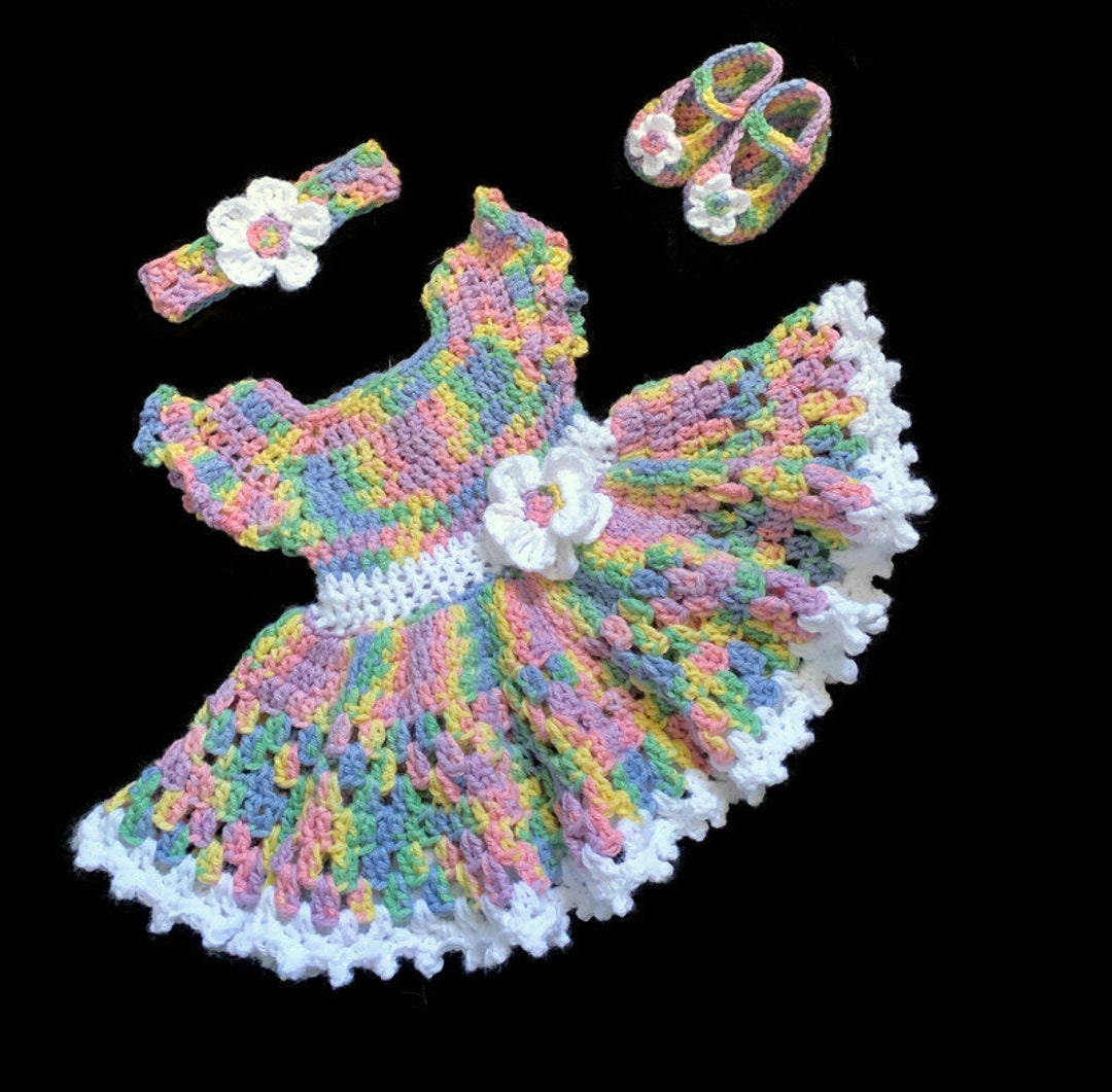 Purple Pink Crochet Baby Dress Set Newborn Baby Dress Yellow Toddler ...