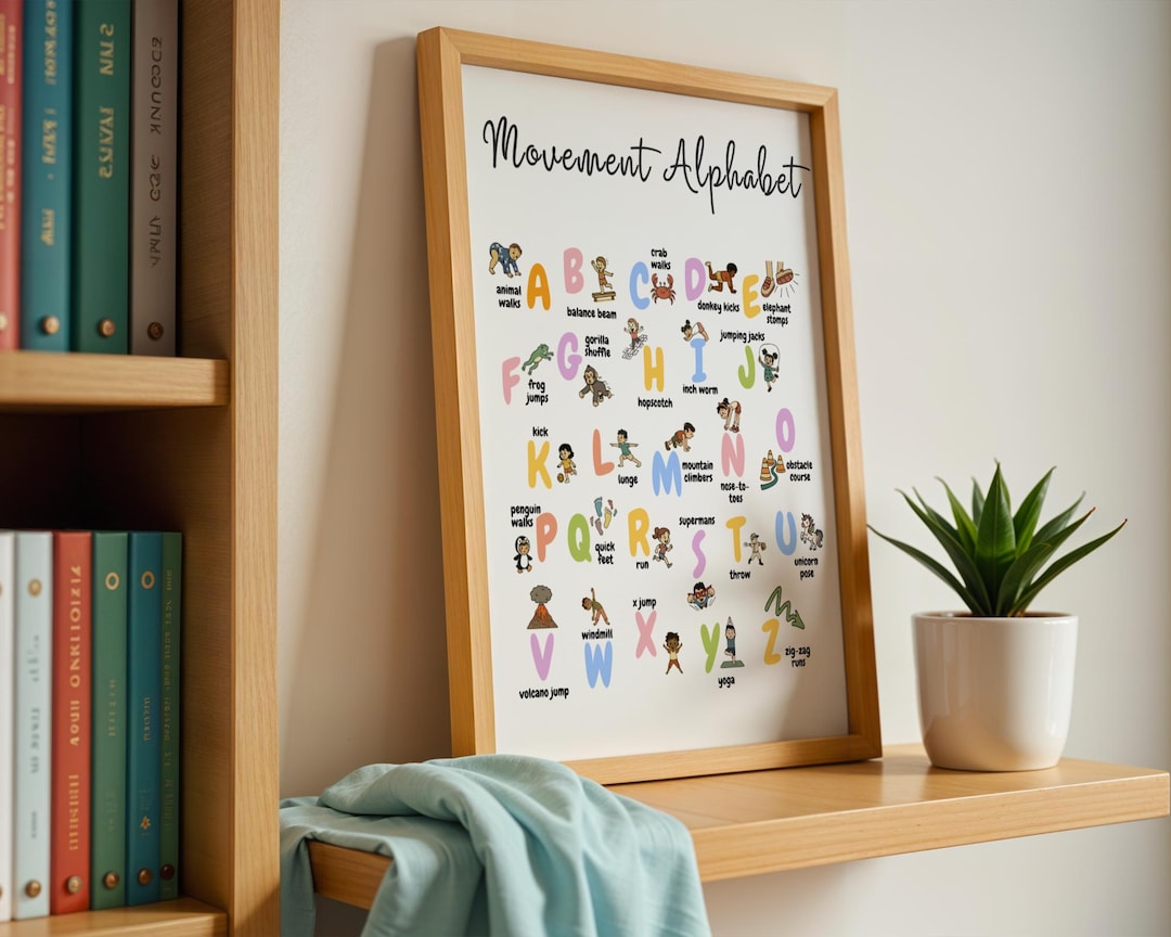 Digital Download | Movement Alphabet Poster | Pediatric Exercise Art - Etsy