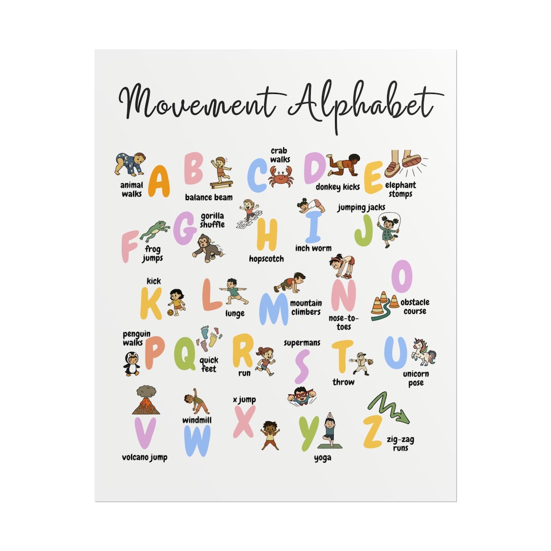 Movement Alphabet Poster | Pediatric Physical Therapist | Healthcare ...