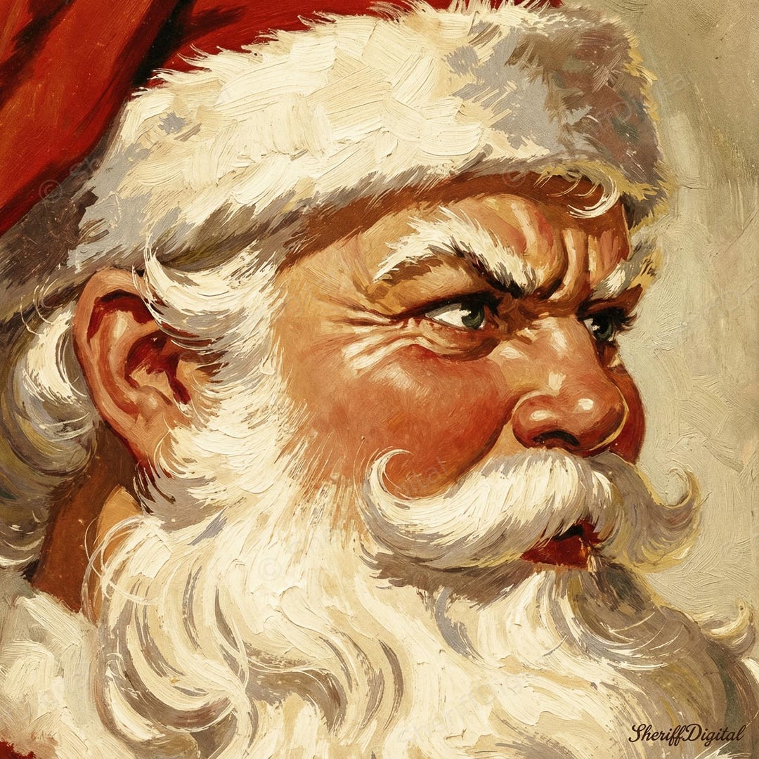 Vintage Santa Side Profile Clipart • Retro 1950s Christmas PNG ...