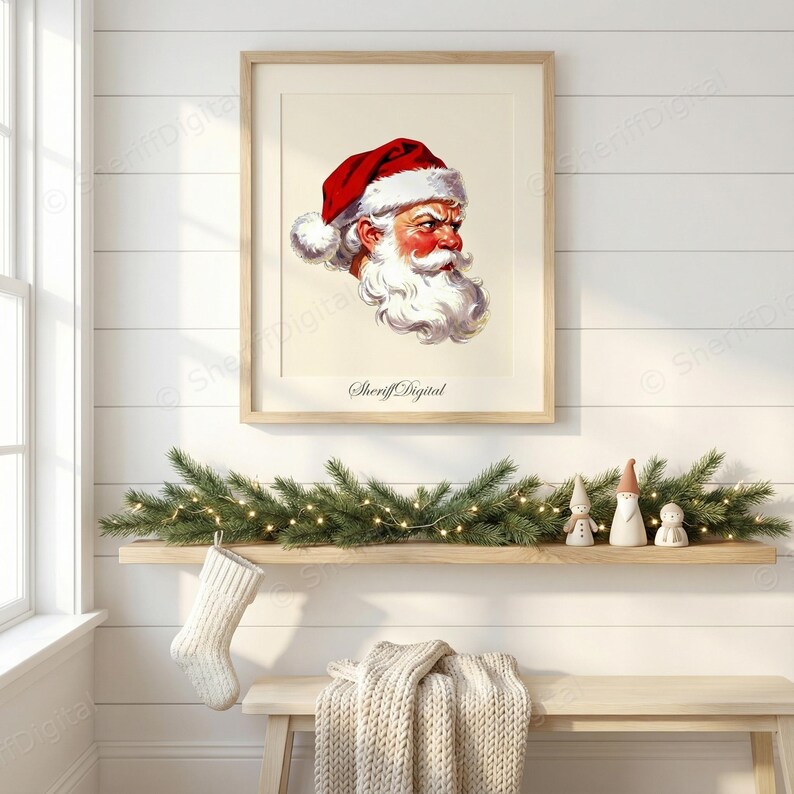 Vintage Santa Side Profile Clipart • Retro 1950s Christmas PNG ...