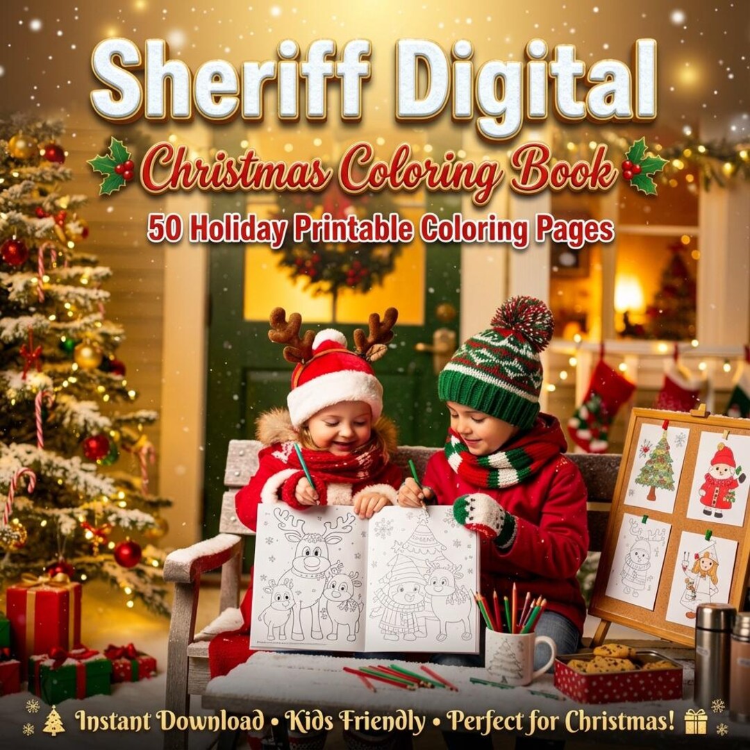 50 Christmas Coloring Pages • Holiday Kids Printable Pack (digital ...