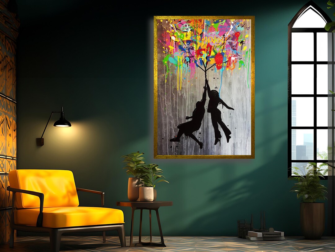 Color Splash Silhouette Wall Art Print on Canvas Framed Home Decor - Etsy