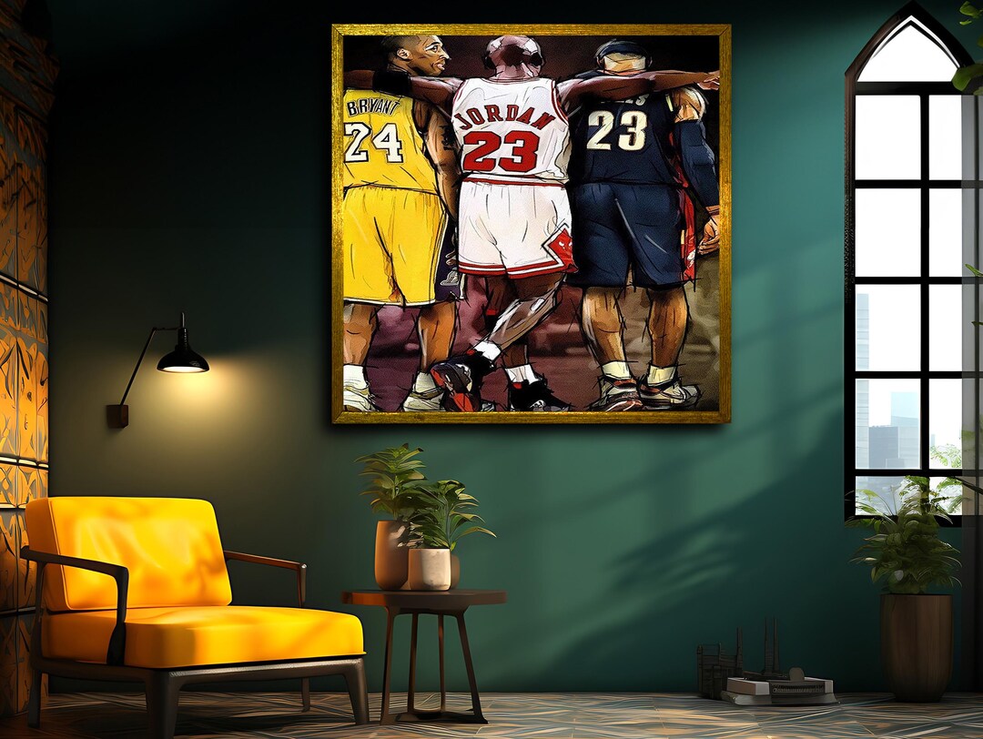 Legendary Basketball Trio Wall Art Print on Canvas Framed Home Decor ...