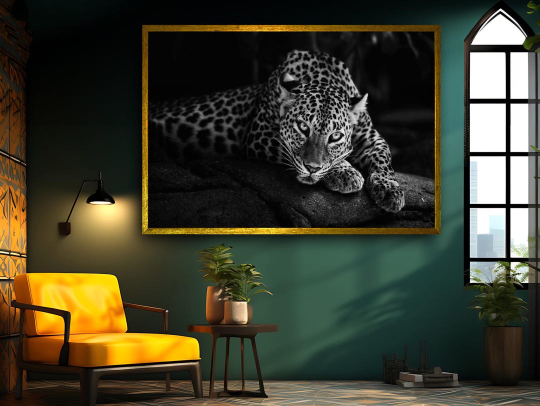 Leopard Power in a Dramatic Wall Art Print on Canvas for Bold Framed ...