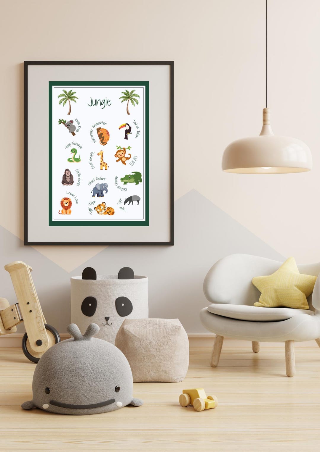 Bilingual Jungle Animals Poster for Kids | Dutch + German | Nursery ...
