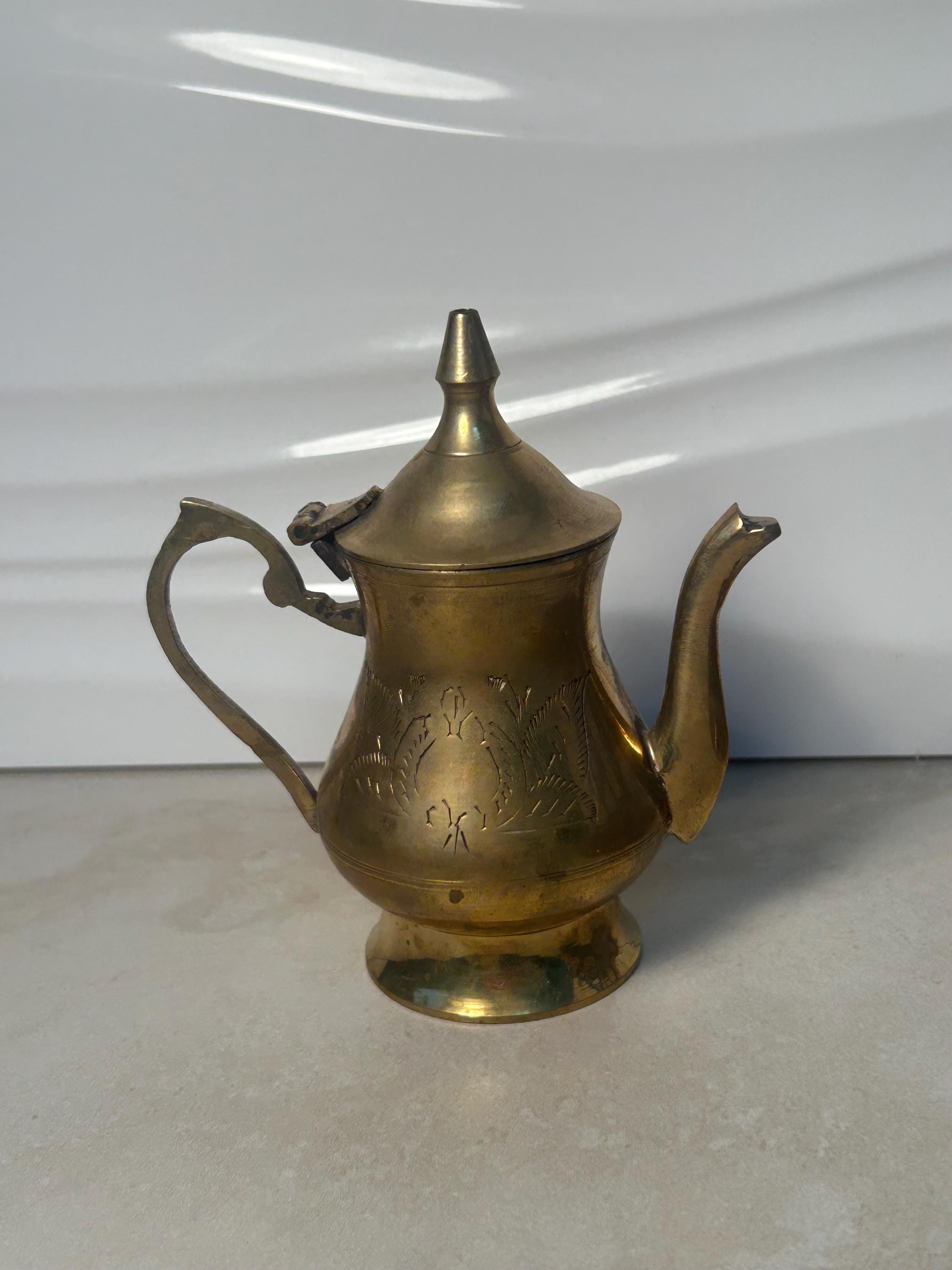 Vintage Middle Eastern Brass Arabic Coffee Set | Dallah Coffee Pot With ...