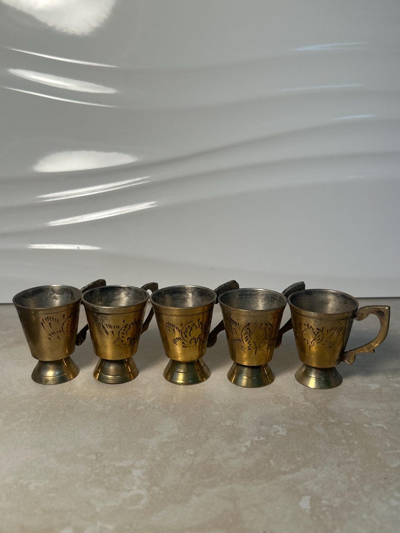 Vintage Middle Eastern Brass Arabic Coffee Set | Dallah Coffee Pot With ...