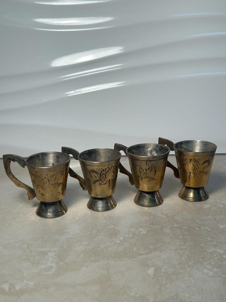 Vintage Middle Eastern Brass Arabic Coffee Set | Dallah Coffee Pot With ...